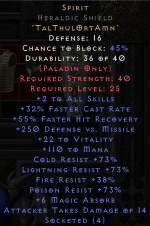 [FT] - [FS] - Paladin Shield with Spirit runeword and 38 resist all ...